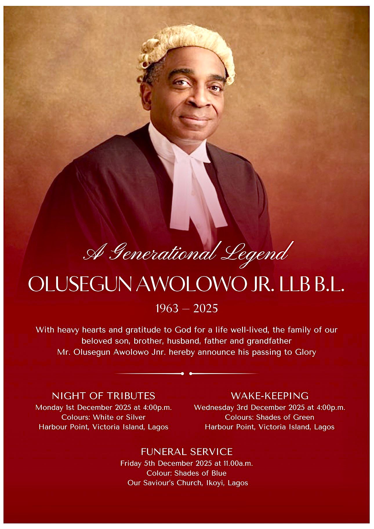 Burial Arrangements Announced For Olusegun Awolowo Jr. - Eighteen ...